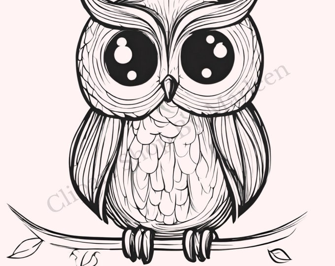 Cue Owl SVG Outline - Cut Files for Cricut & Silhouette. Woodland Bird ...