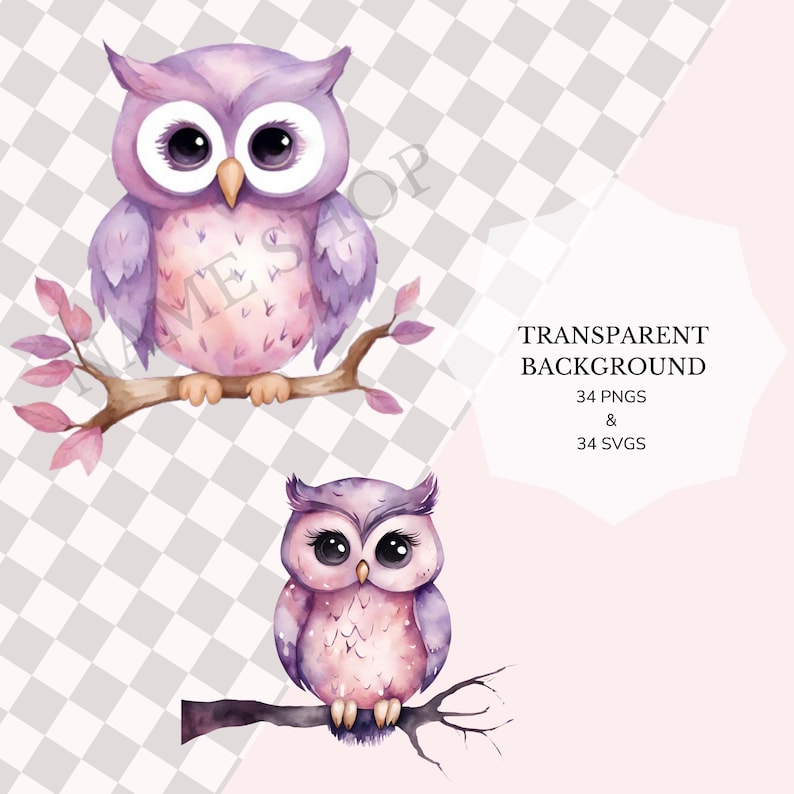 Pink Purple Cute Owl SVG PNG | Baby Animal Clip Art Svg Png ...