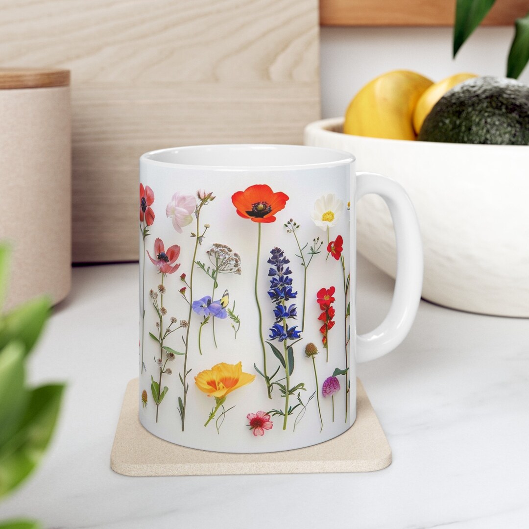 Flowers Mug, Exotic Wildflowers, Coffee Mug, Flower Garden Lover, Gift ...