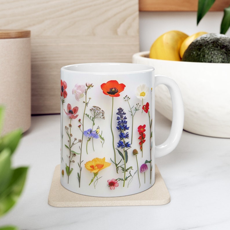 Flowers Mug, Exotic Wildflowers, Coffee Mug, Flower Garden Lover, Gift ...