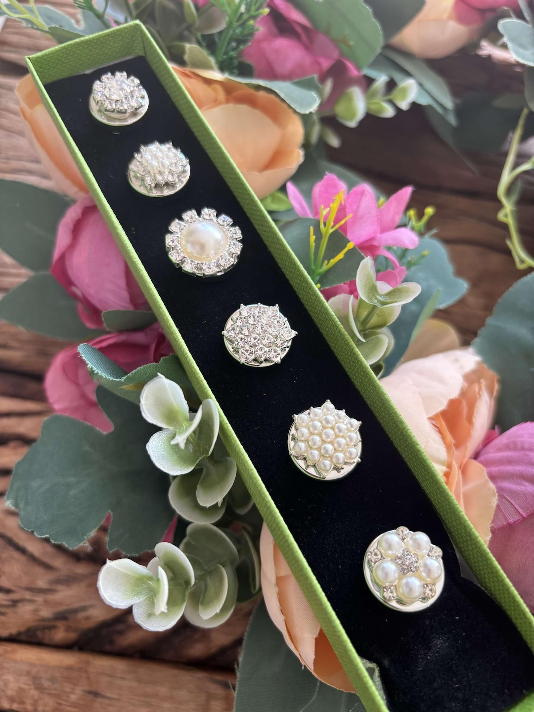 Silver Trinket Button Jewels | Clip on Button Covers, Set of 6 - Etsy