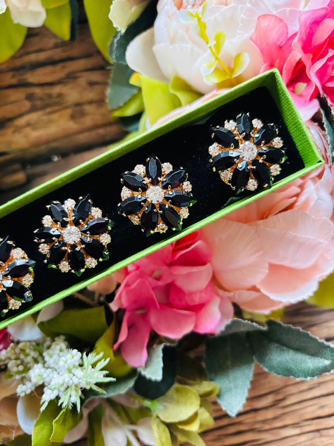 Black Rhinestone Button Jewels | Clip on Button Cover | Button ...