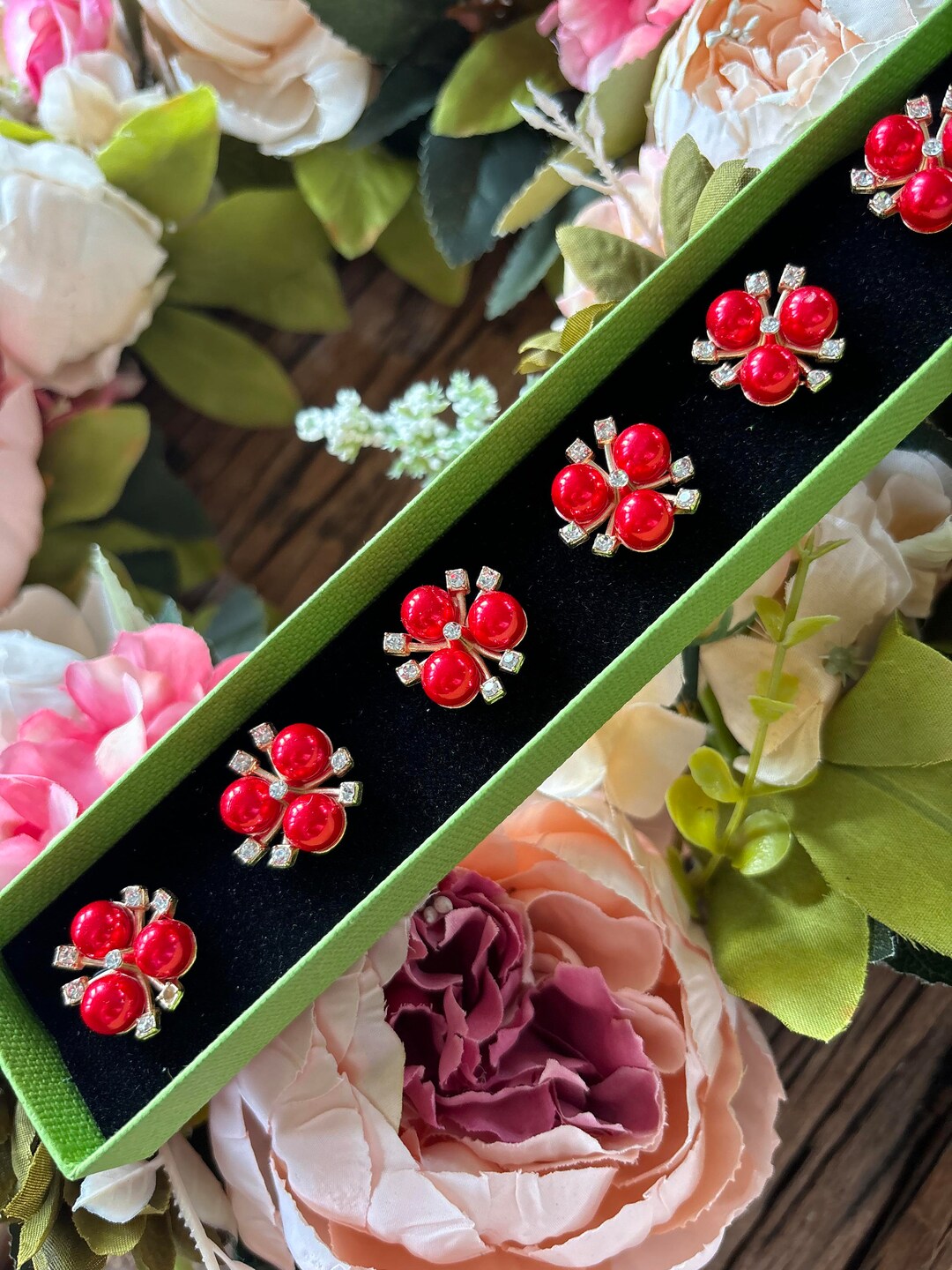 Scarlet Overkill Button Jewels: Red Button Covers, Dress Clips - Set of ...