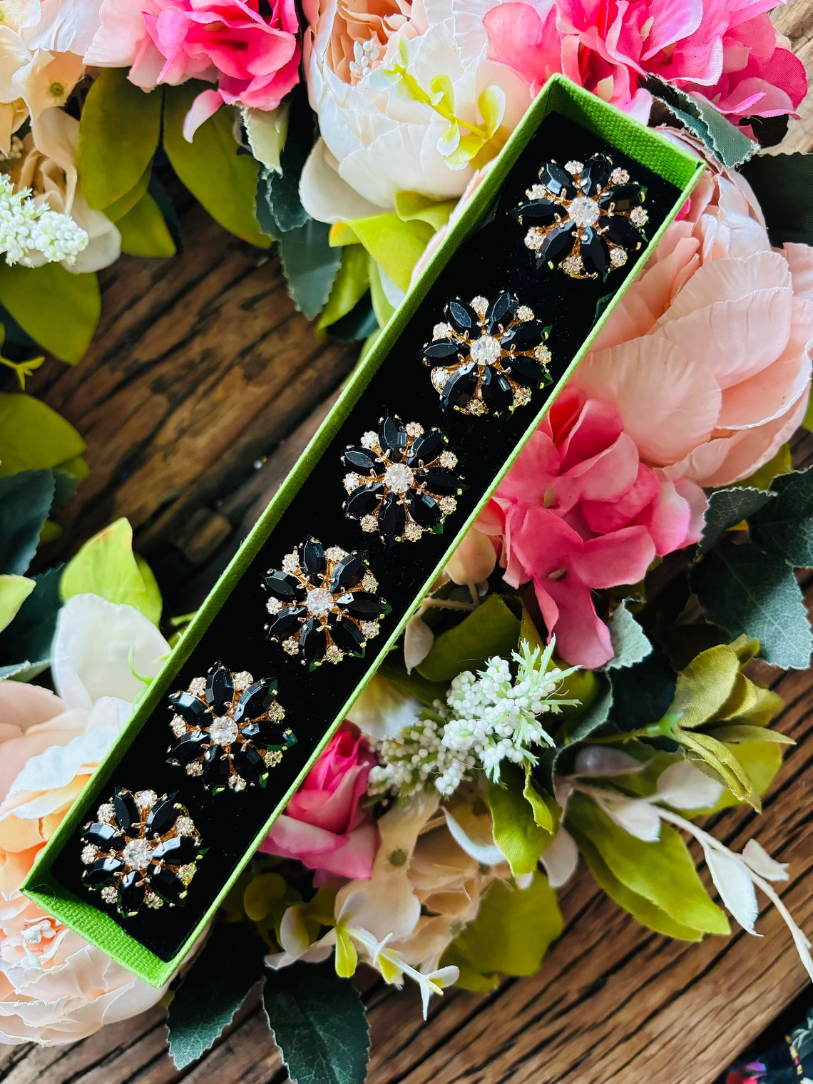 Black Rhinestone Button Jewels | Clip on Button Cover | Button ...