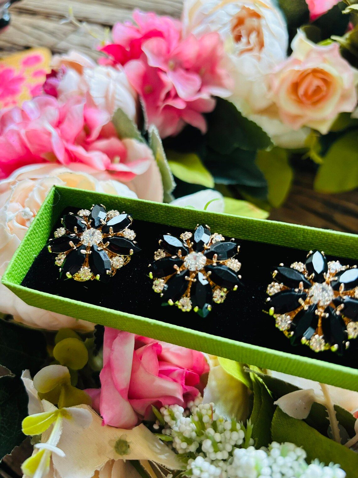 Black Rhinestone Button Jewels | Clip on Button Cover | Button ...