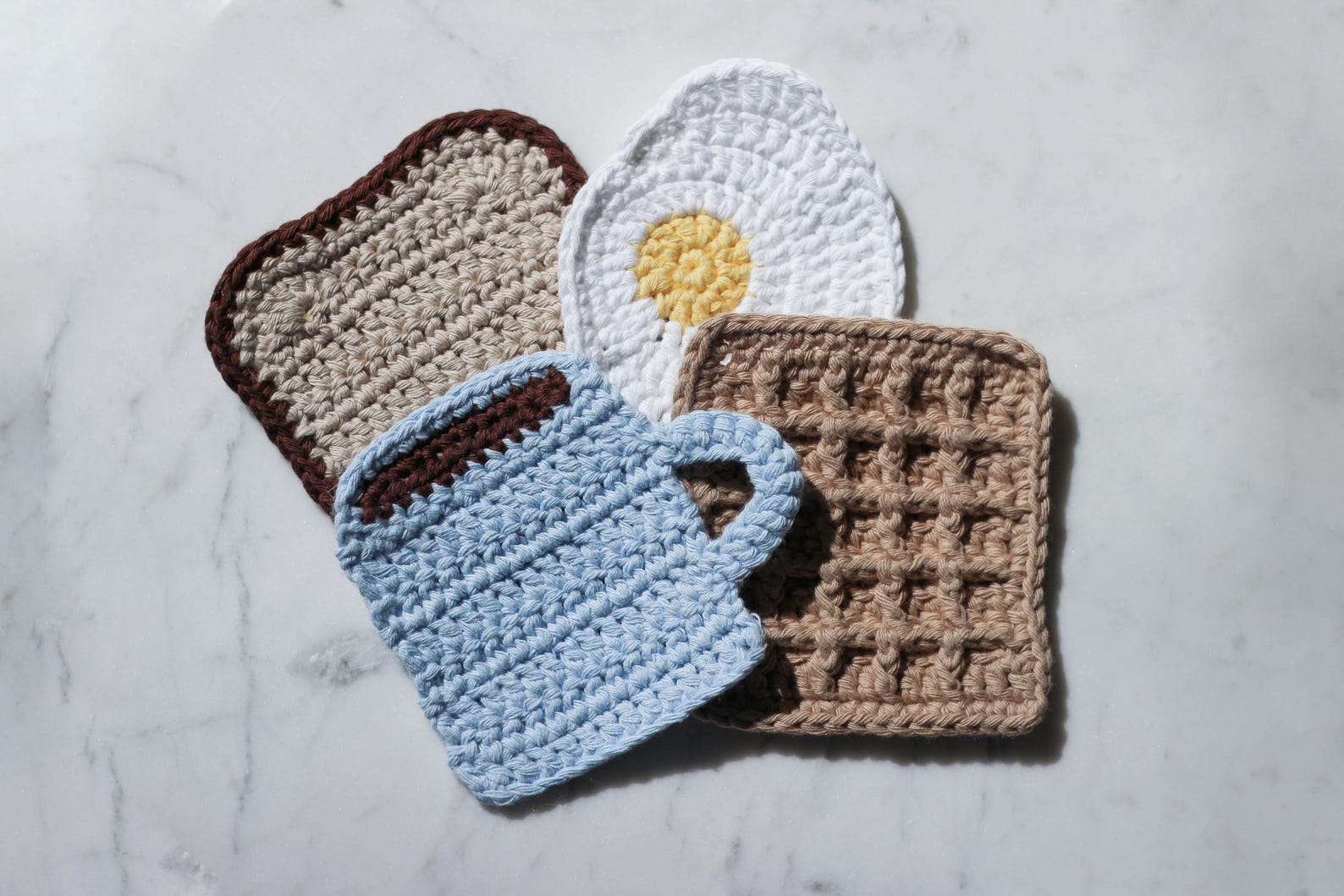 Breakfast Crochet Coasters Pattern: Bread, Coffee, Waffle (PDF Pattern ...