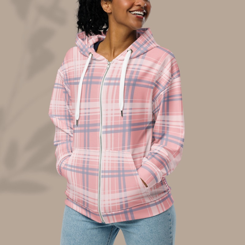 Plaid Zip up Hoodie - Etsy