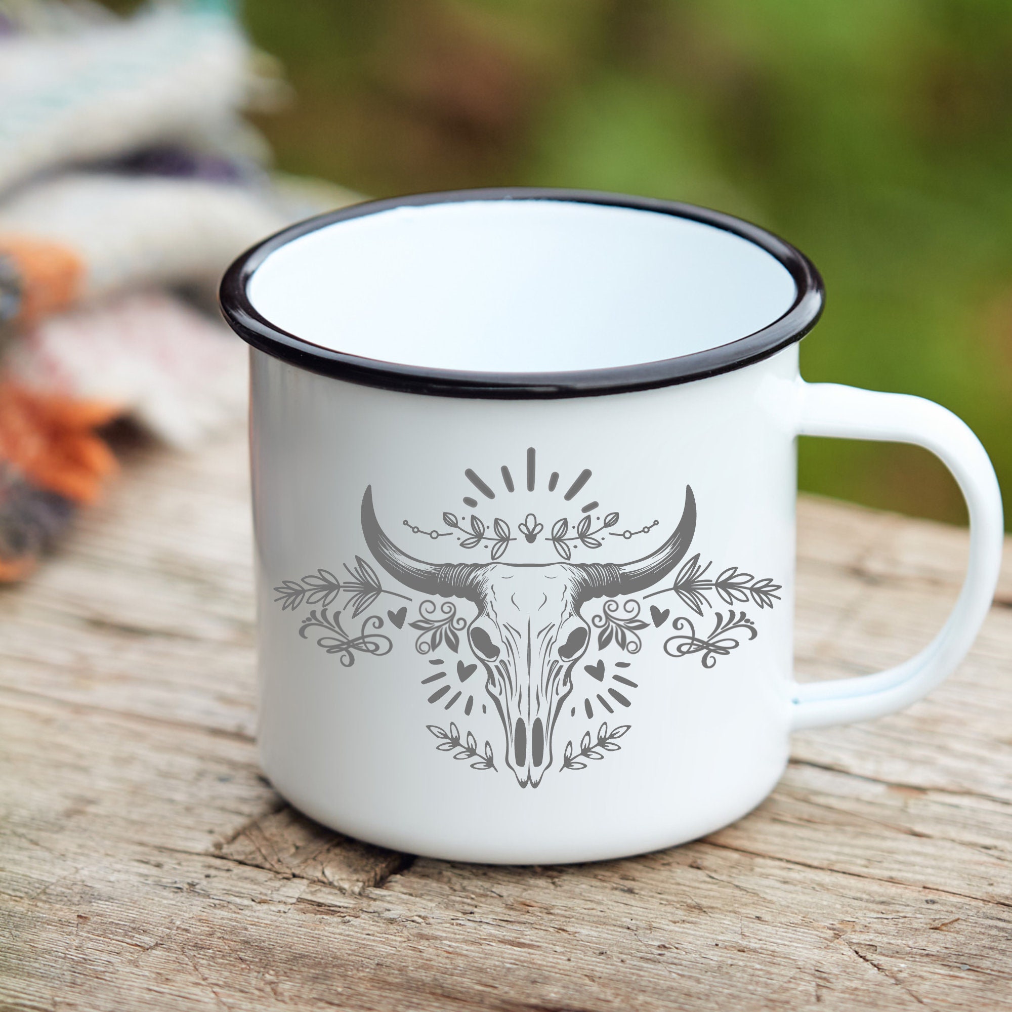 Cowgirl Coffee Lover Enamel Mug Rodeo Queen Boho Country Graphic Design ...