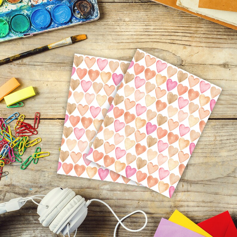 Watercolor Heart Design 5x7 Notebook Recipes Garden Planning Gift ...