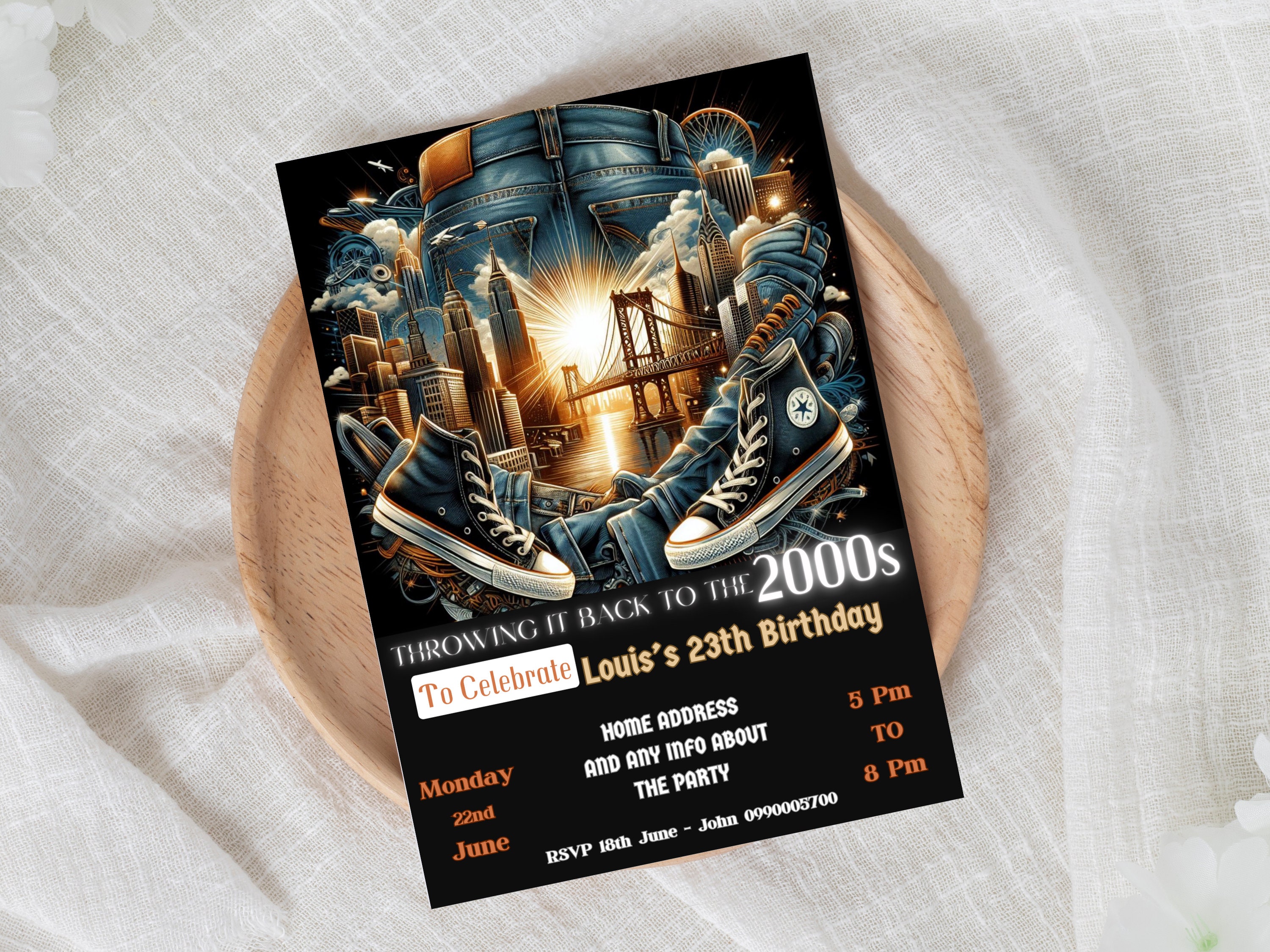 Y2k Birthday Invite, Editable 2000s Party Invitation, Retro Y2K ...