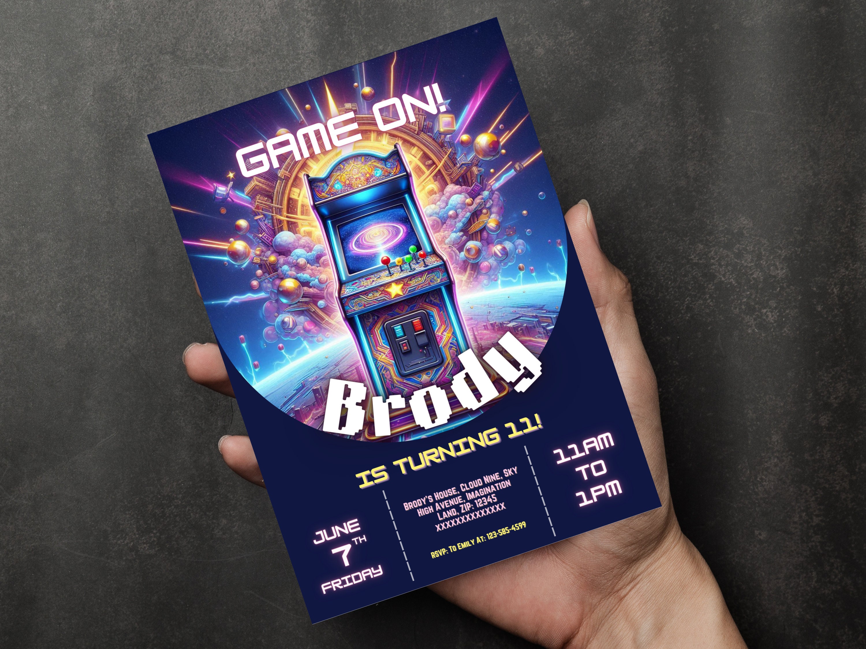 Editable Arcade Birthday Invitation, Arcade Party Invitation, Gamer ...