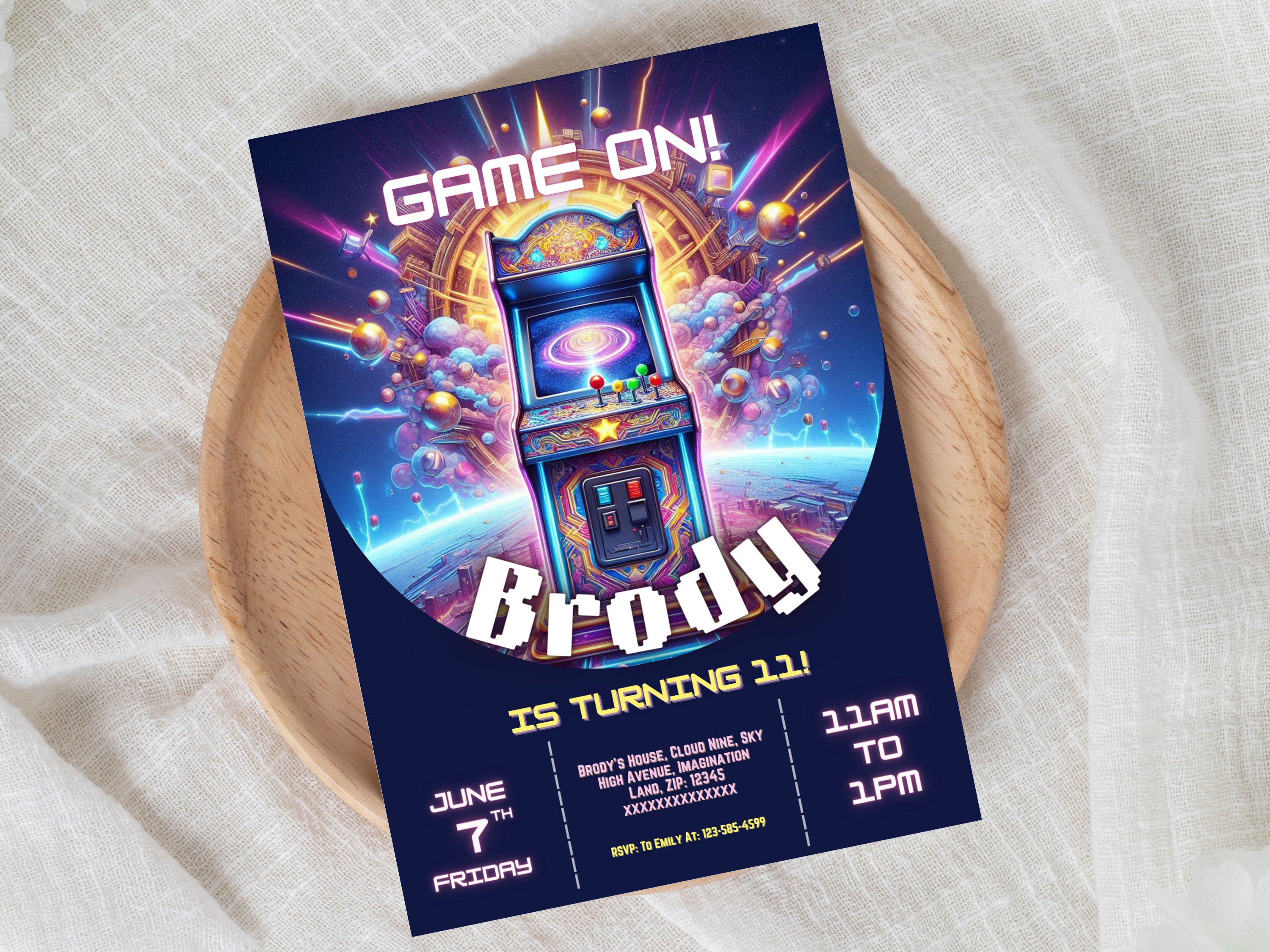 Editable Arcade Birthday Invitation, Arcade Party Invitation, Gamer ...