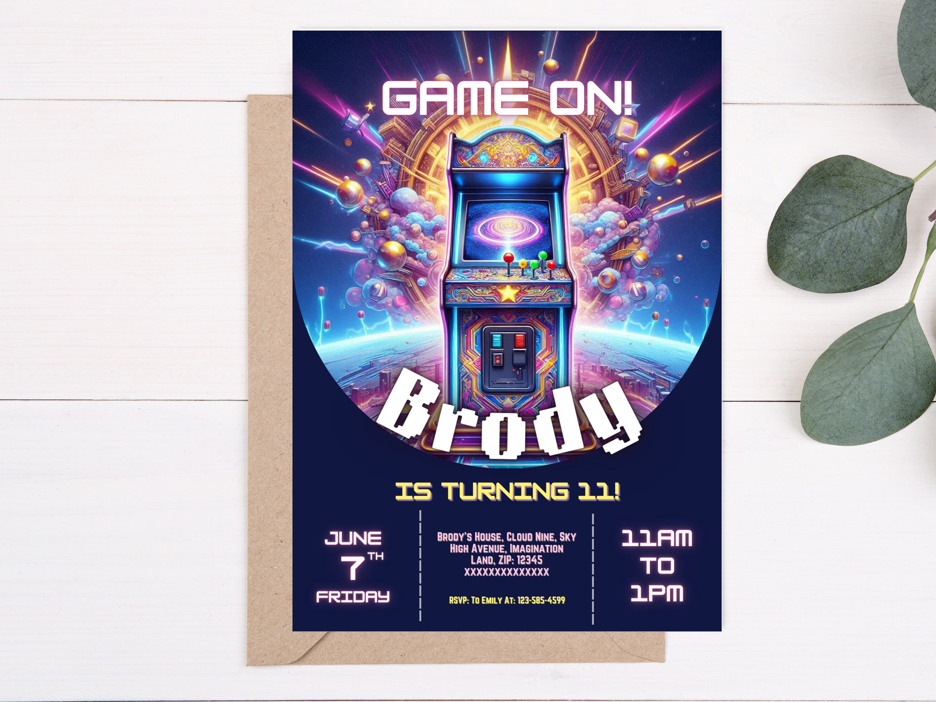 Editable Arcade Birthday Invitation, Arcade Party Invitation, Gamer ...