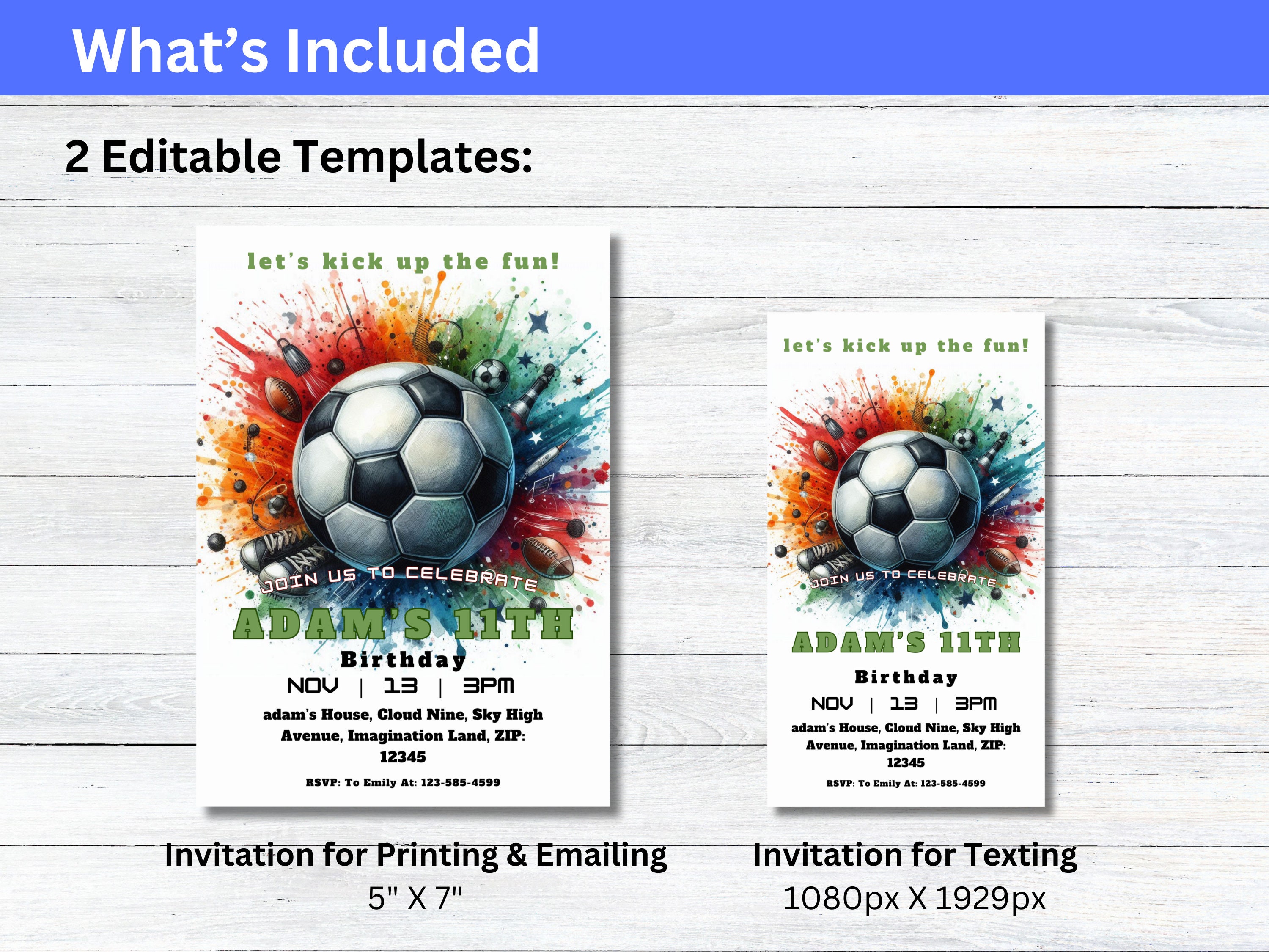 Editable Soccer Birthday Invitation Template, Soccer Birthday Invite ...