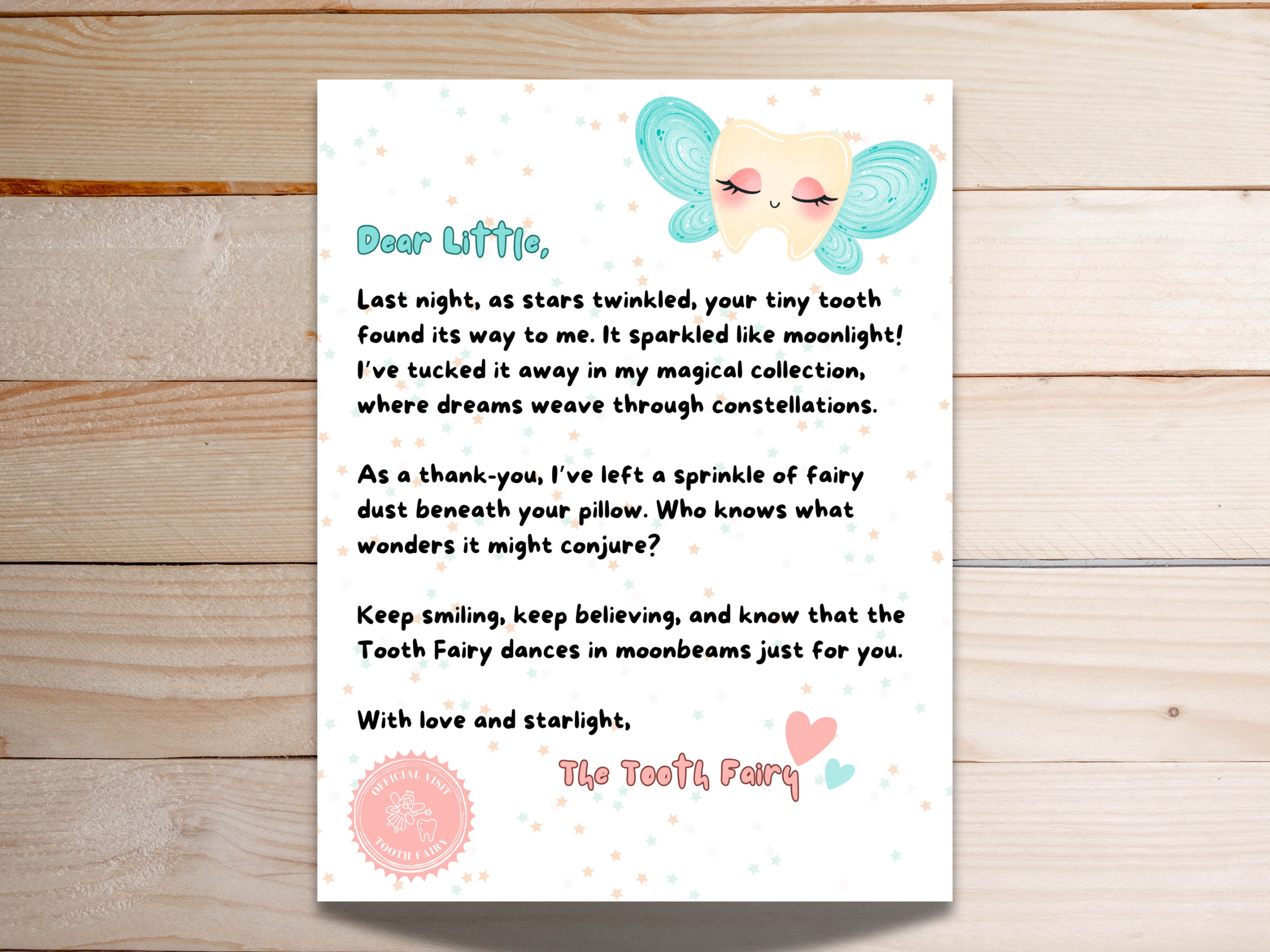 Editable Tooth Fairy Letter, Tooth Fairy Note, Tooth Fairy Receipt ...