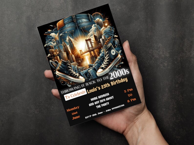 Y2k Birthday Invite, Editable 2000s Party Invitation, Retro Y2K ...