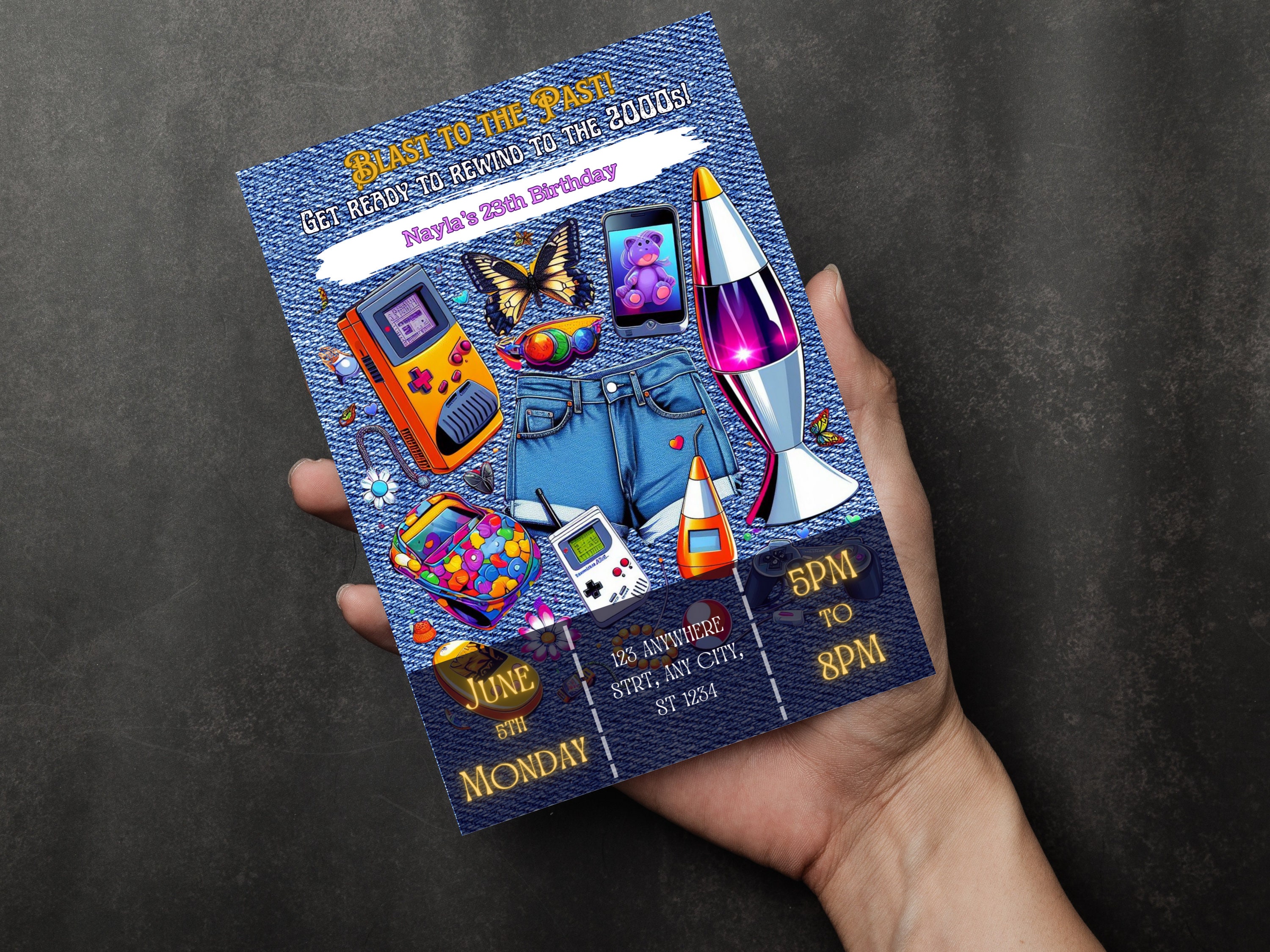 Early 2000s Themed Party Invitation, Editable 2000s Birthday Party ...