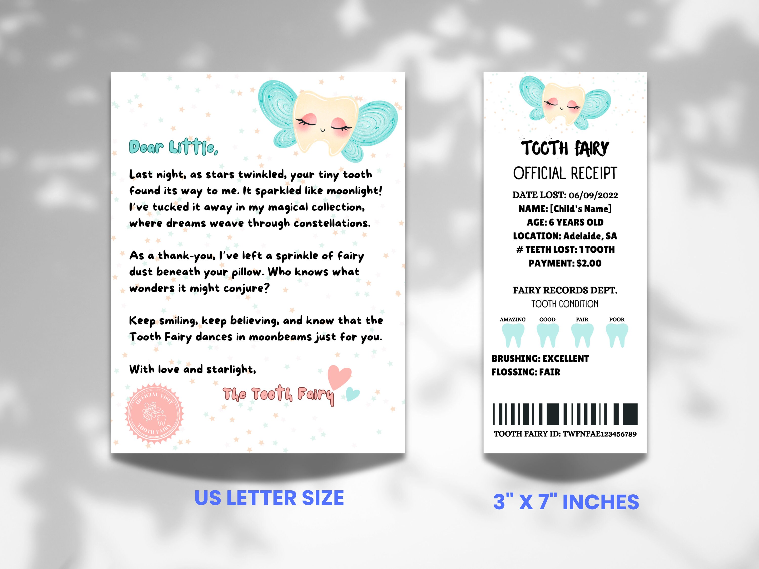 Editable Tooth Fairy Letter, Tooth Fairy Note, Tooth Fairy Receipt ...