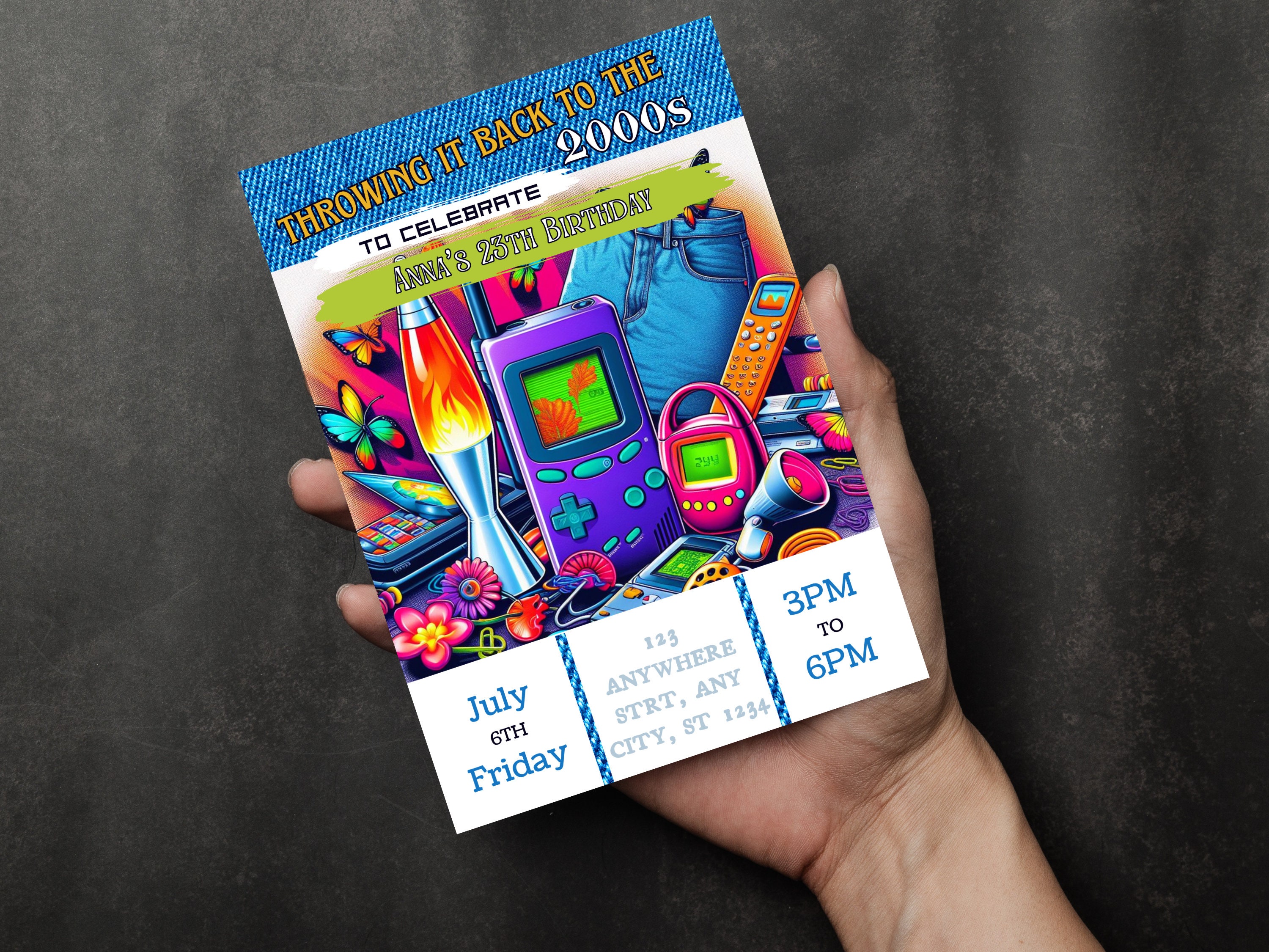 Early 2000s Themed Party Invitation, Editable 2000s Birthday Party ...