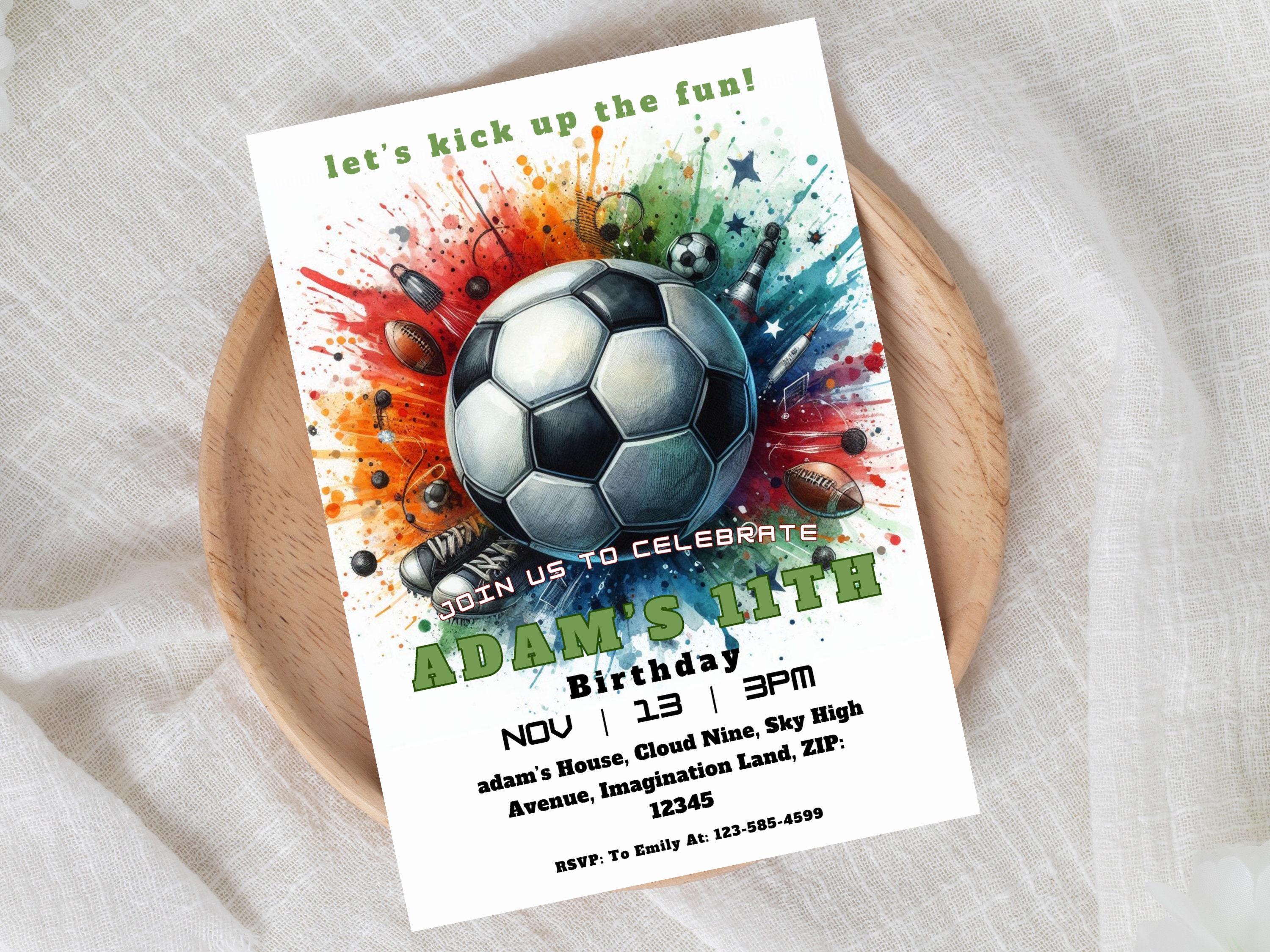 Editable Soccer Birthday Invitation Template, Soccer Birthday Invite ...