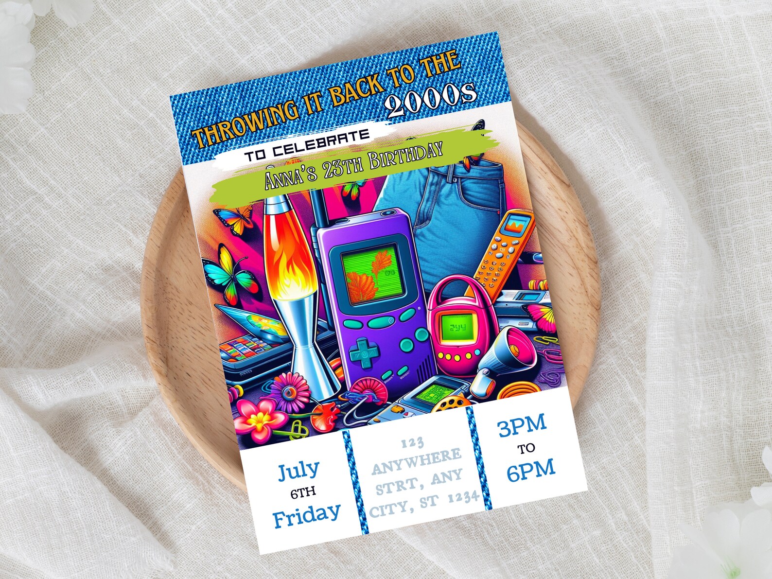 Early 2000s Themed Party Invitation, Editable 2000s Birthday Party ...