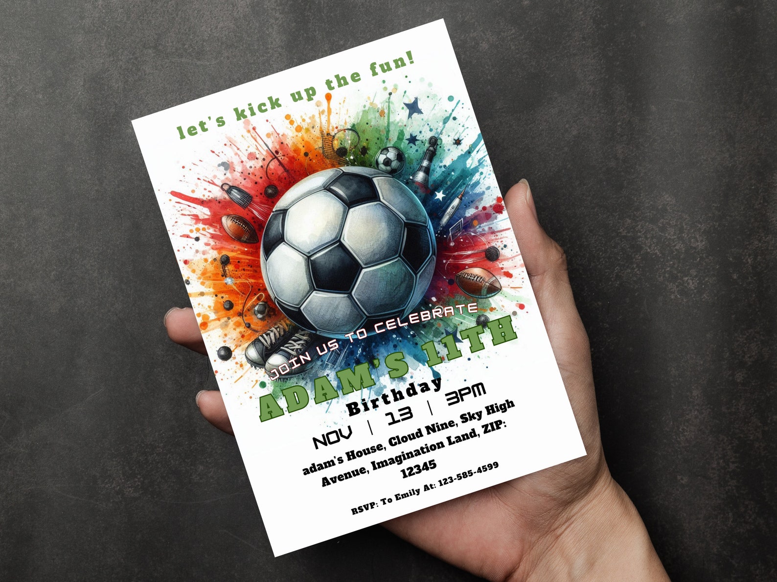 Editable Soccer Birthday Invitation Template, Soccer Birthday Invite ...