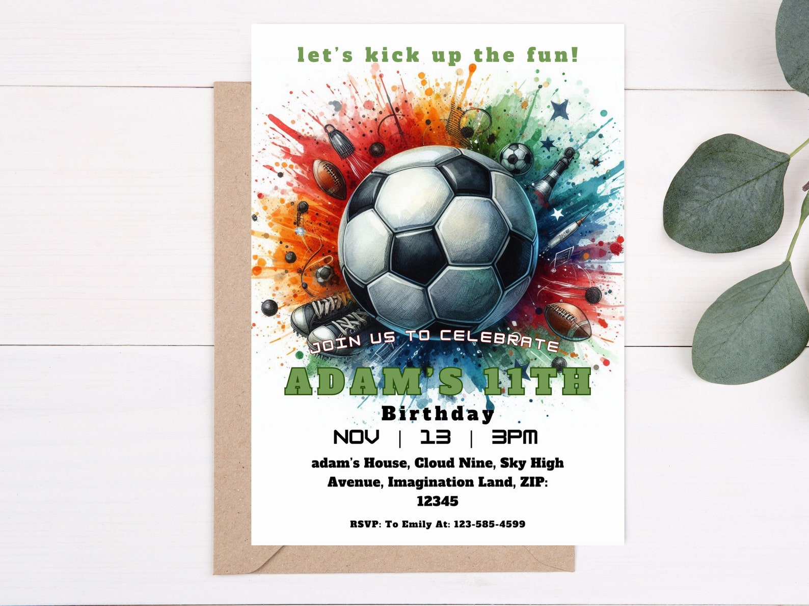 Editable Soccer Birthday Invitation Template, Soccer Birthday Invite ...