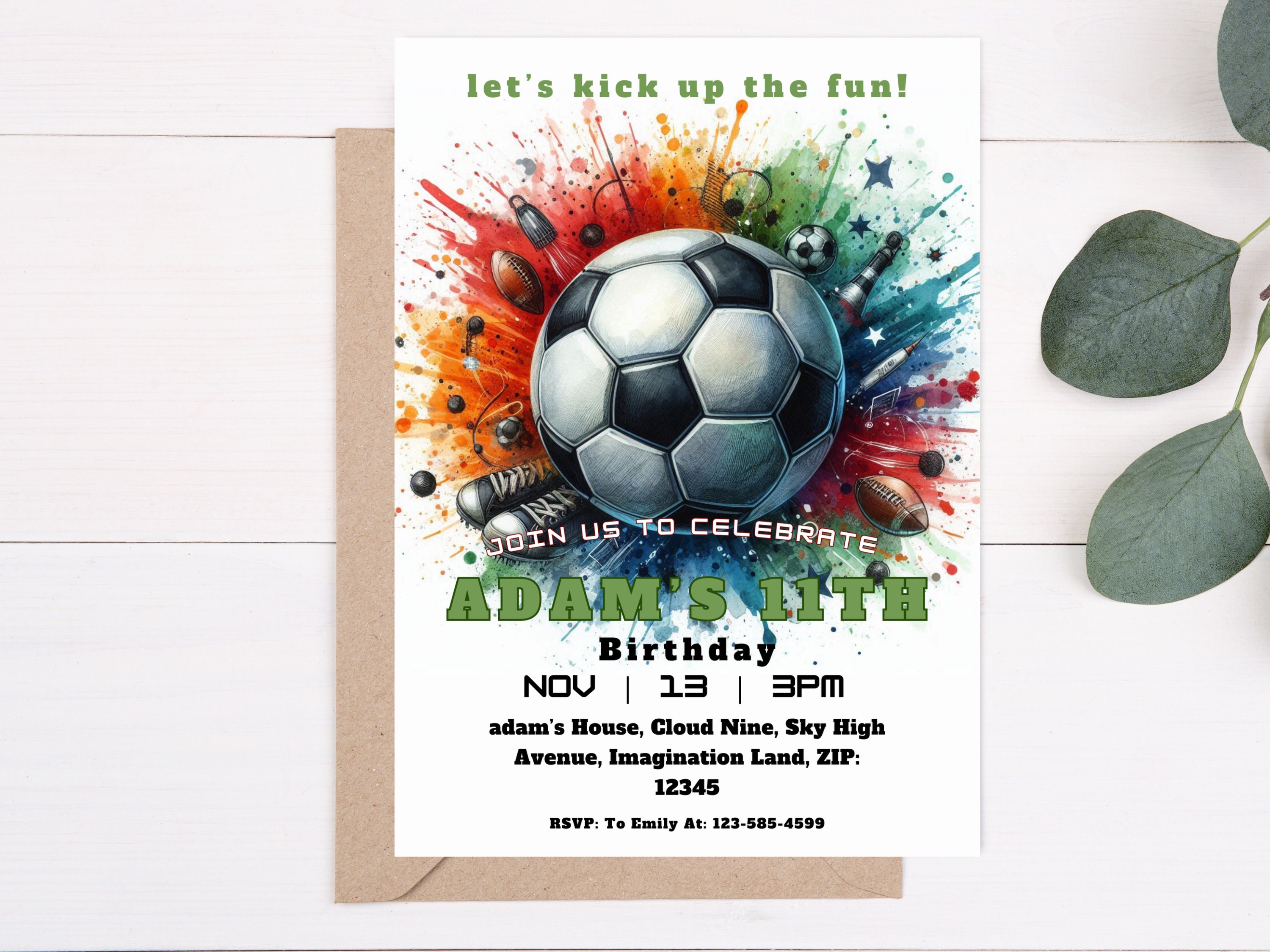 Editable Soccer Birthday Invitation Template, Soccer Birthday Invite ...