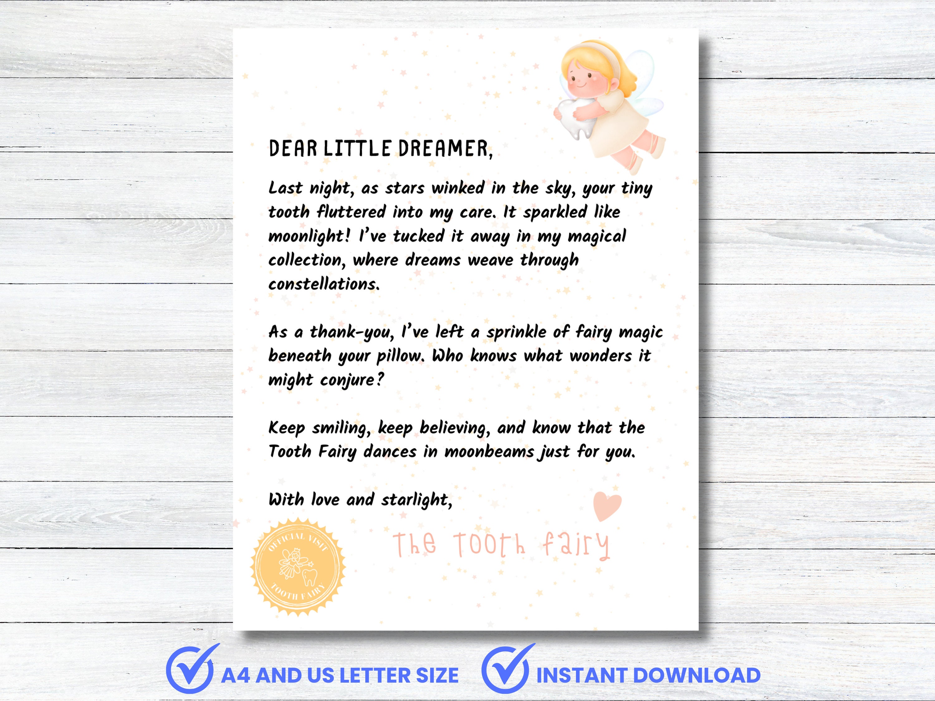 Tooth Fairy Letter, Printable Tooth Fairy Letter Kit First Tooth ...
