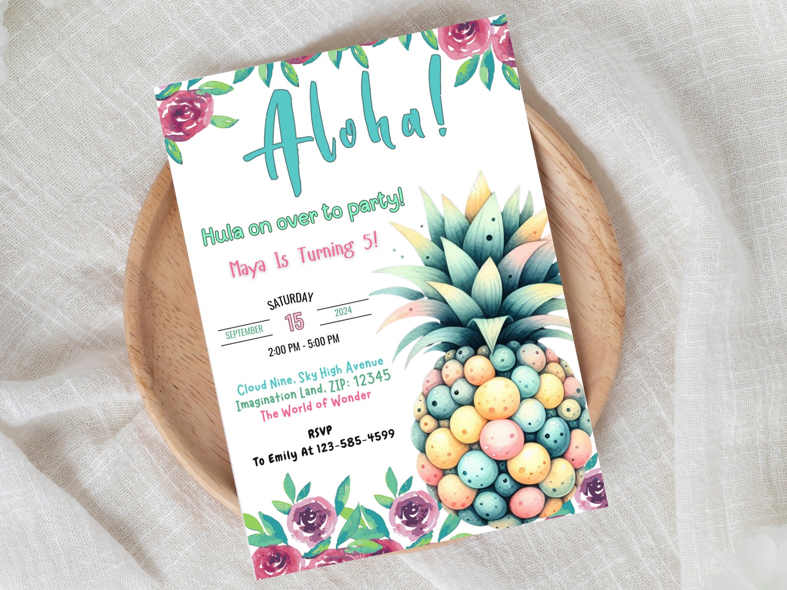 Pineapple Birthday Invitation, Aloha Birthday Invite, Tropical Party ...