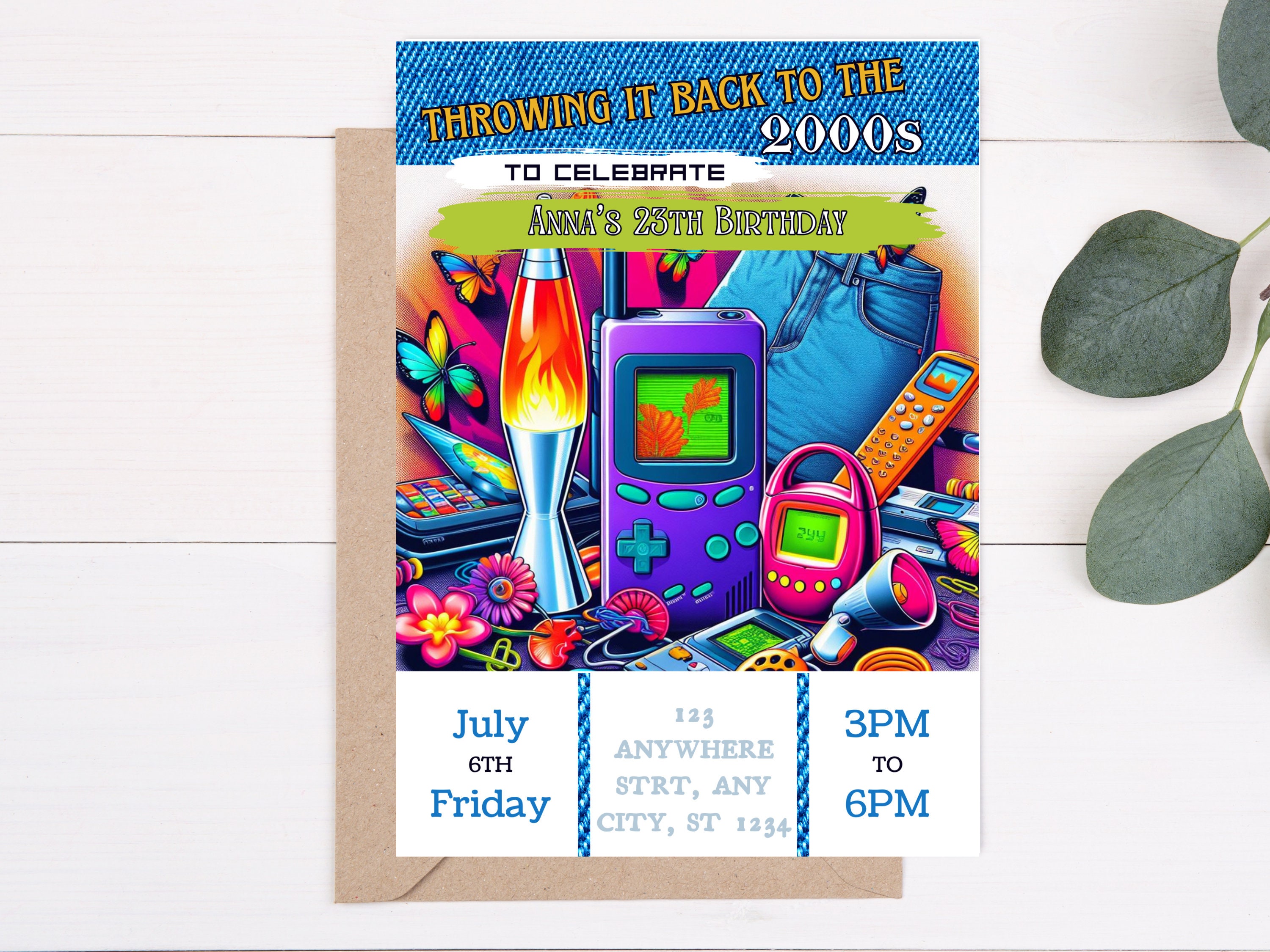 Early 2000s Themed Party Invitation, Editable 2000s Birthday Party ...