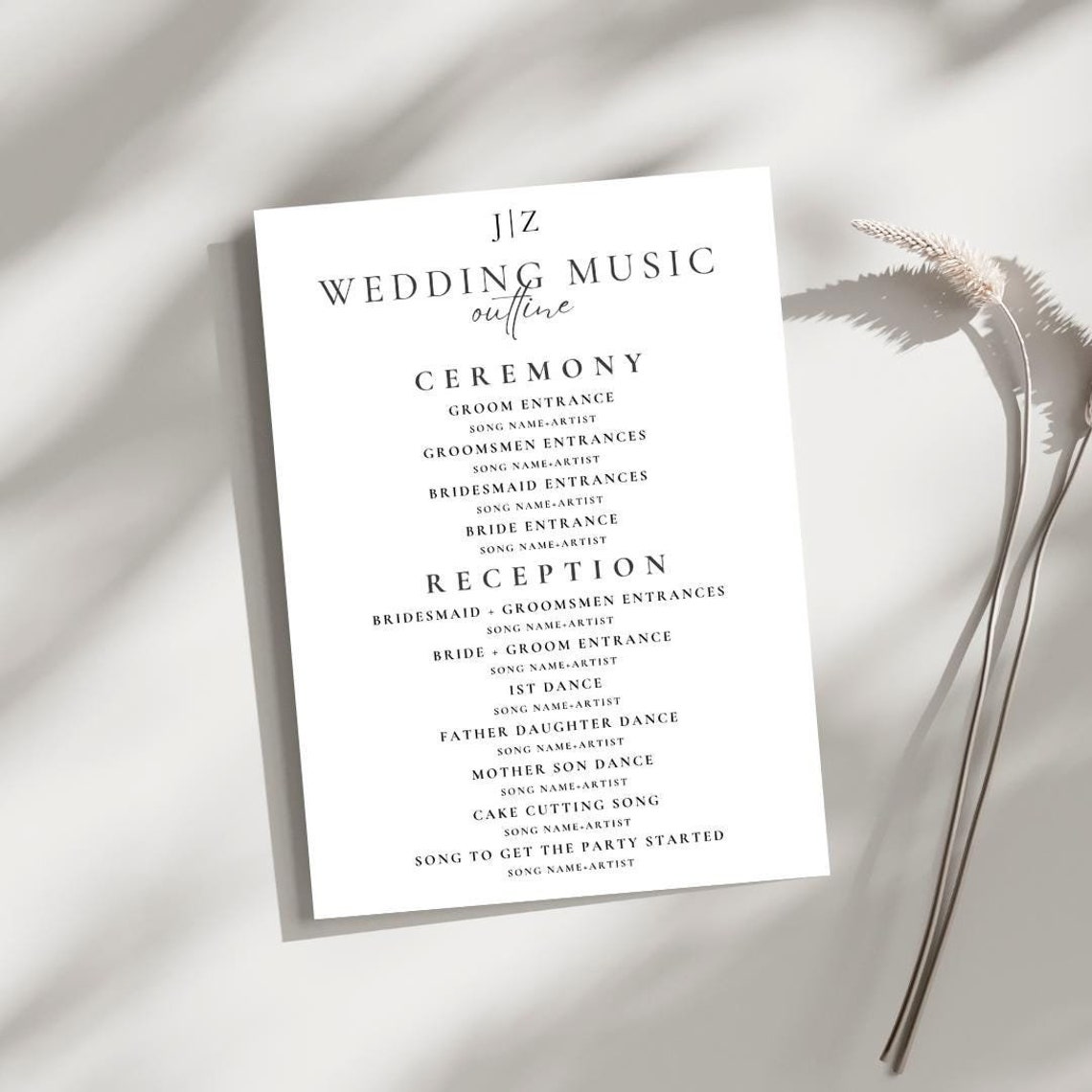 Wedding Music Outline Template | Editable Wedding Song List | Ceremony ...