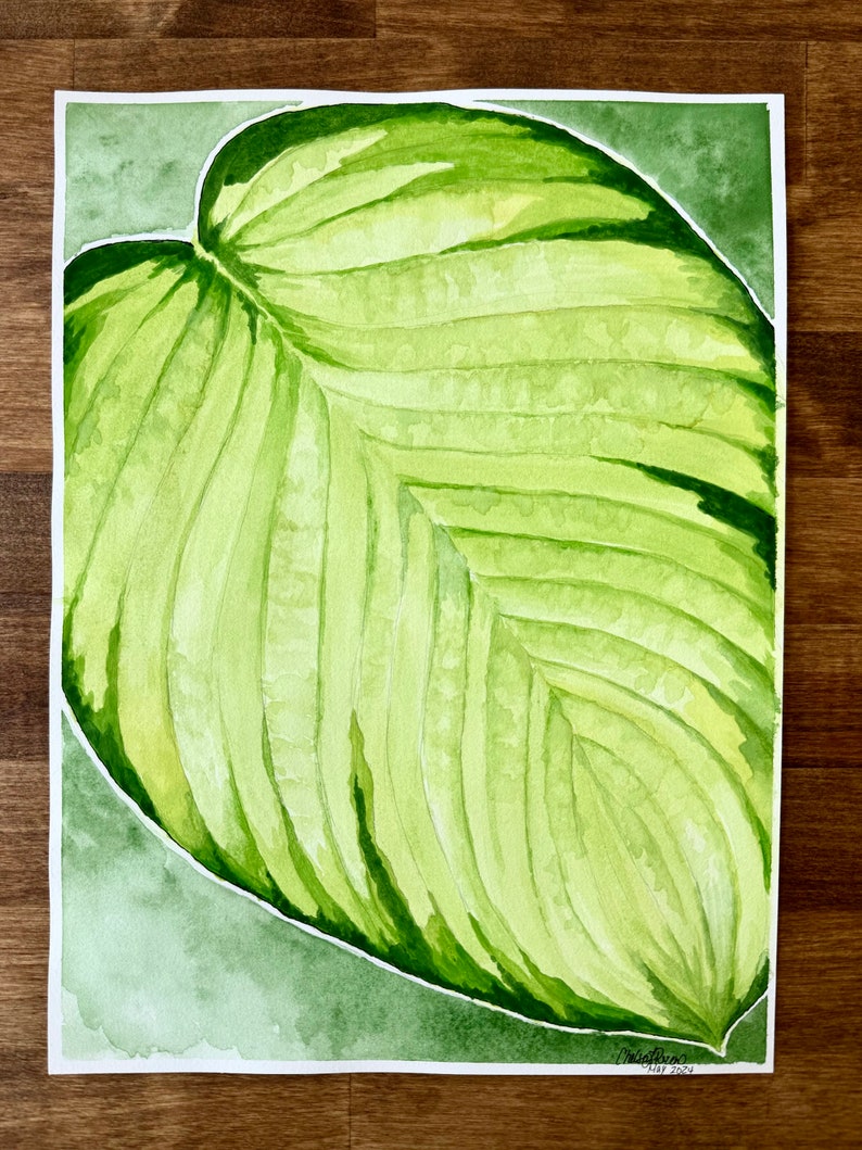 Hosta Leaf Watercolor Painting, Hand Painted, Original - Etsy