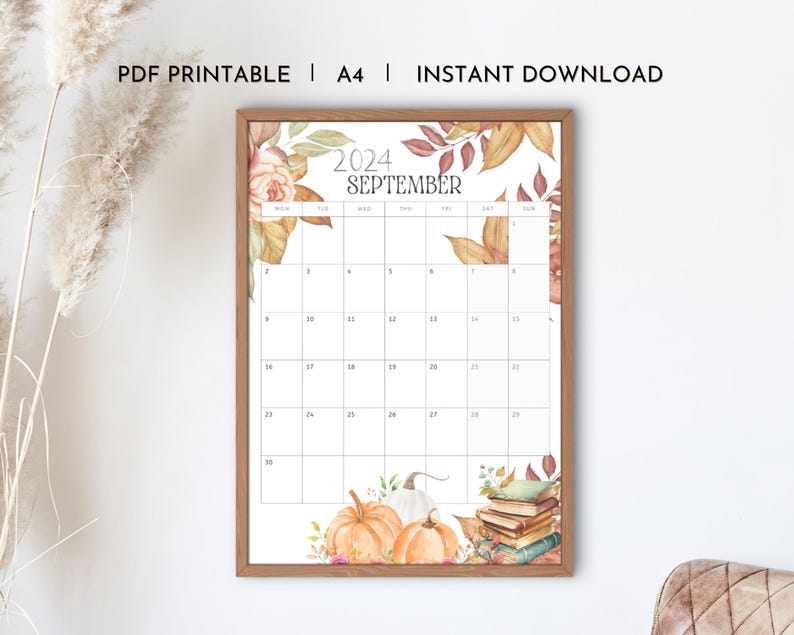 PDF Printable Floral Watercolor Monthly Calendar 2025 Digital Planner ...