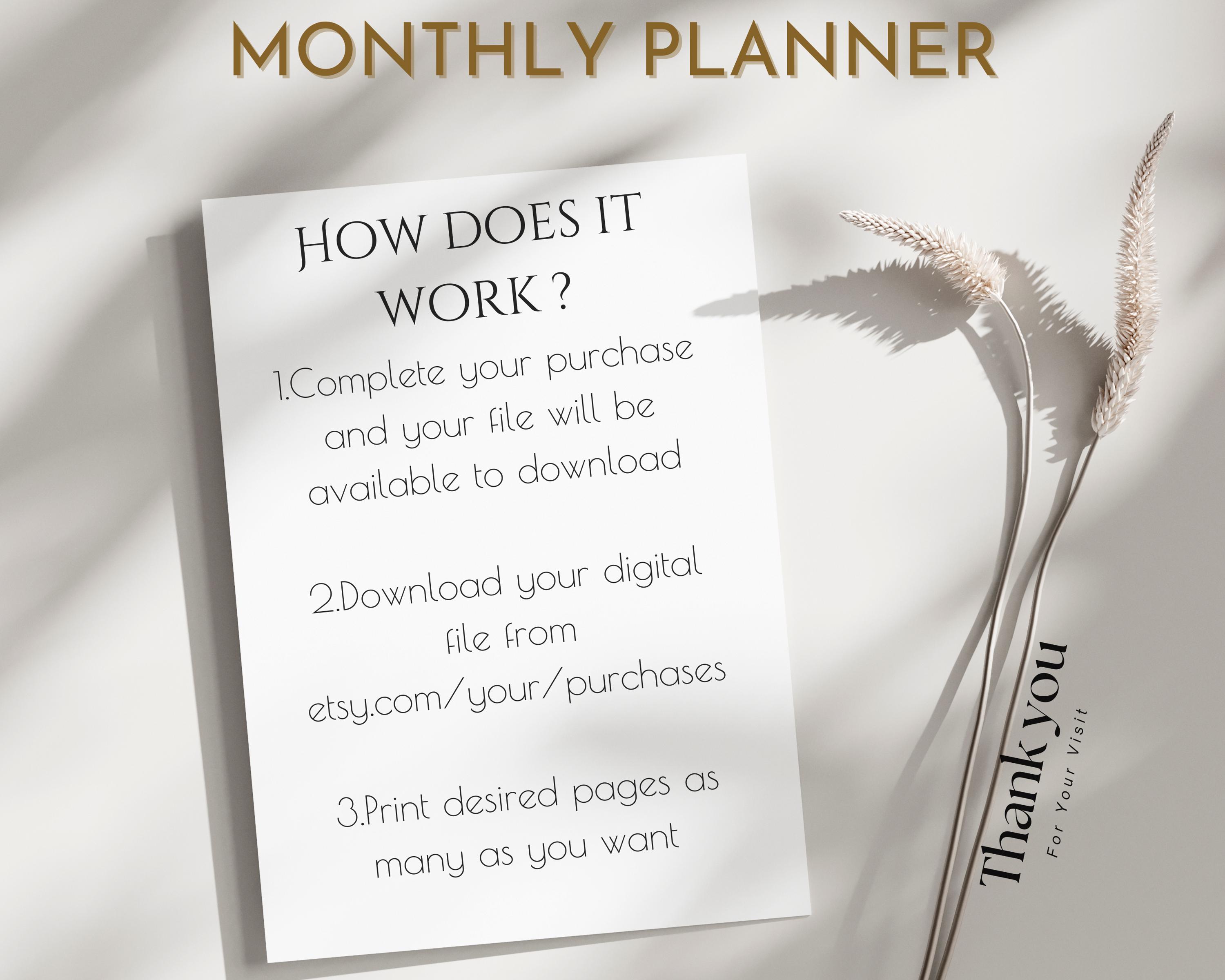 PDF Printable Floral Watercolor Monthly Calendar 2025 Digital Planner ...