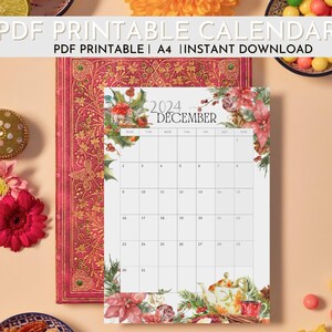 PDF Printable Floral Watercolor Monthly Calendar 2025 Digital Planner ...