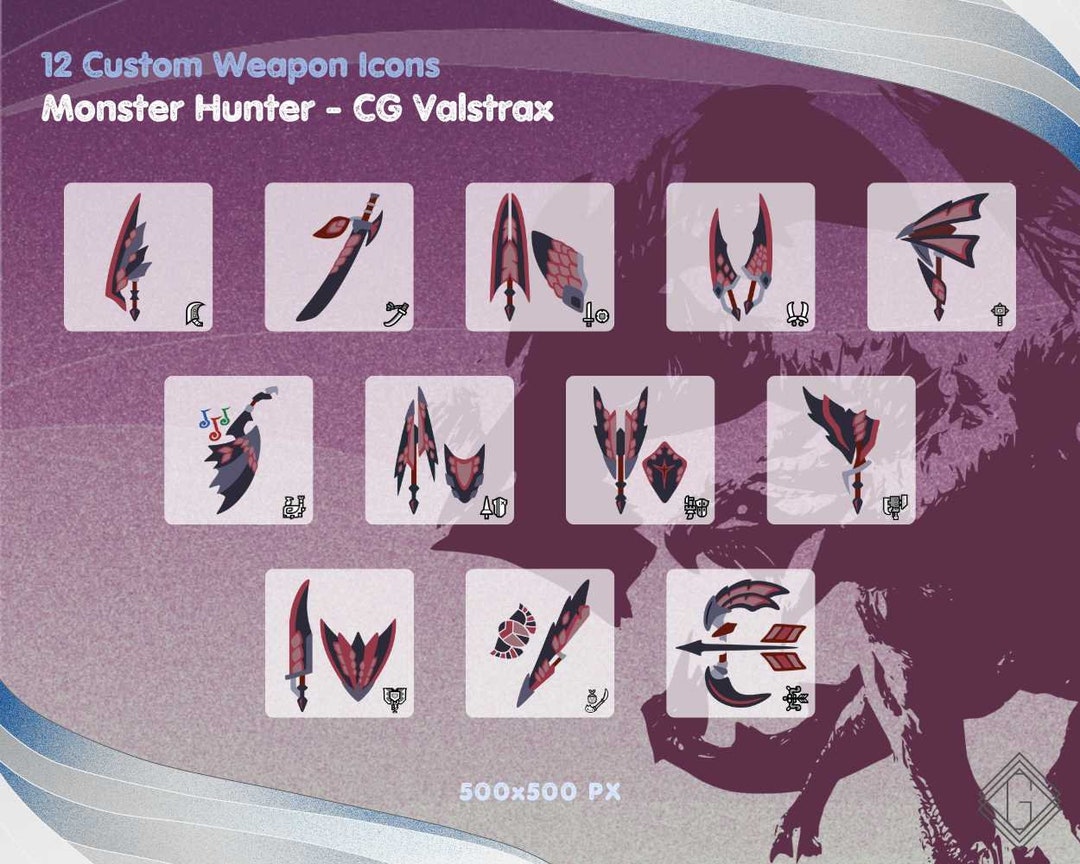 Monster Hunter Custom Weapon Icons : CRIMSON GLOW VALSTRAX - Etsy