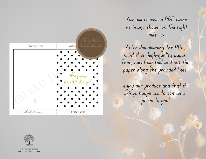 Polka Dot Happy Birthday Card | Printable Birthday Card | Instant ...