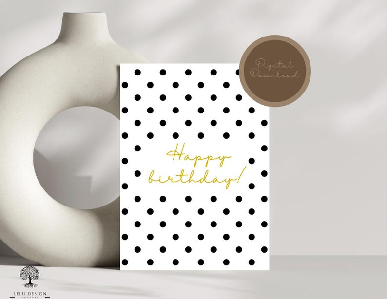 Polka Dot Happy Birthday Card | Printable Birthday Card | Instant ...