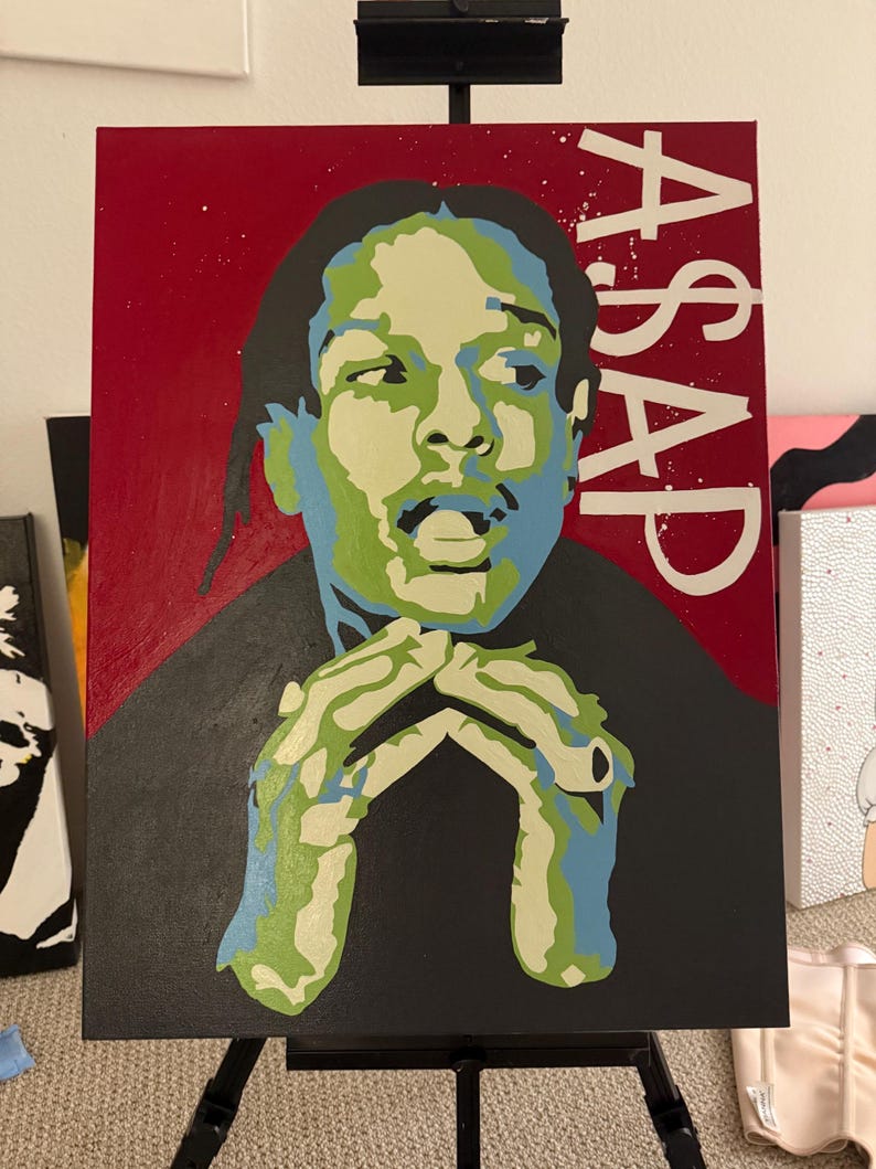 ASAP Rocky Pop Art Portrait - Modern Rap Icon Handmade Acrylic Canvas ...