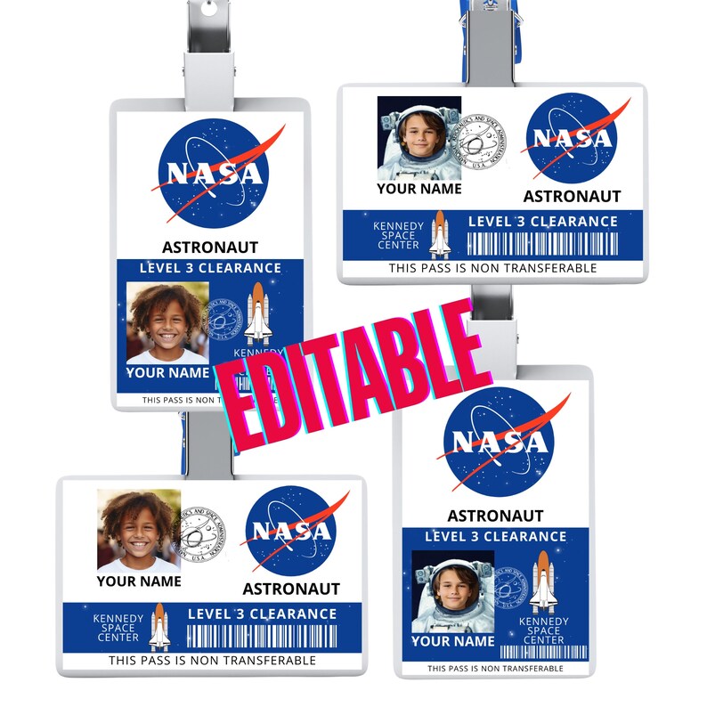 Nasa Astronaut ID Badge Template, Space Astronaut Prop for Cosplay ...