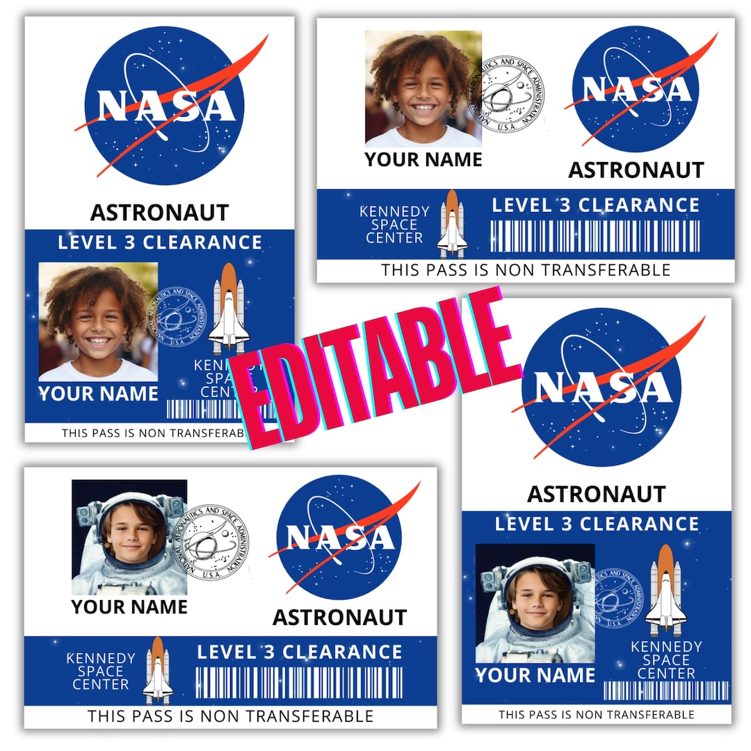 Nasa Astronaut ID Badge Template, Space Astronaut Prop for Cosplay ...