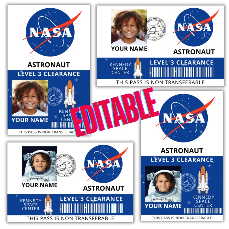 Nasa Astronaut ID Badge Template, Space Astronaut Prop for Cosplay ...