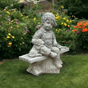 Baseball Boy, Concrete Boy, Child Statue, Boy on Bench, Garden Kid, Boy ...