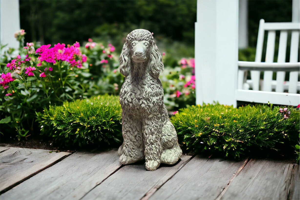 Concrete Poodle, Dog Sculpture, Poodle Memorial Stone, Poodle Statue ...
