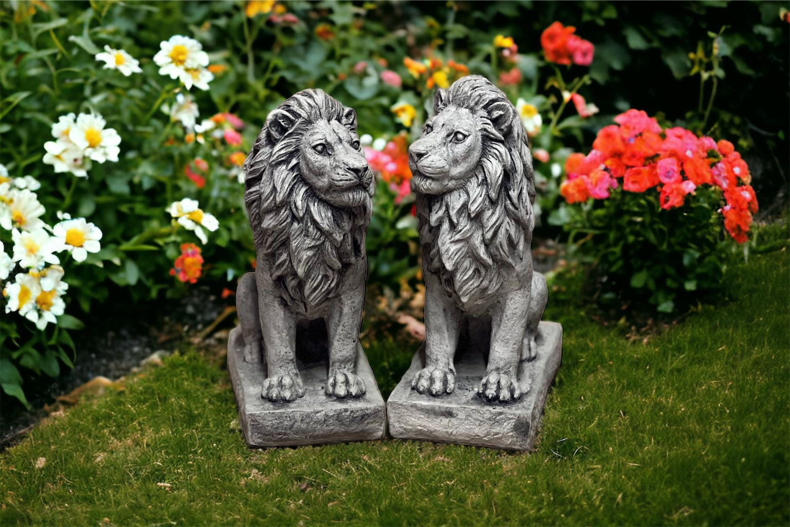 Lions Pair, Concrete Lions, Massive Animals, Lion Statue, Outdoor ...