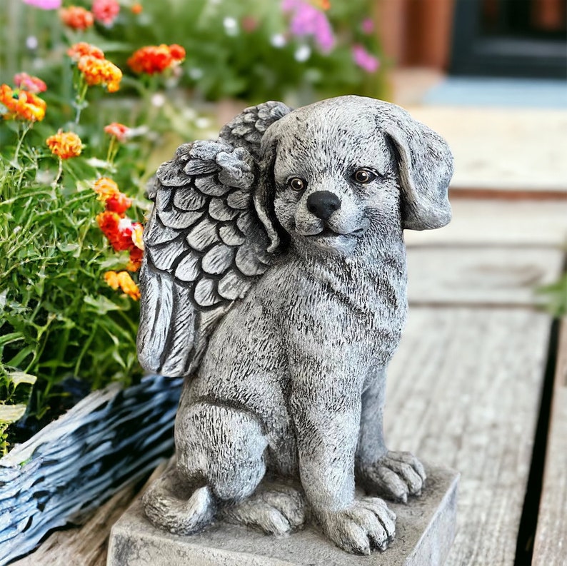 Detailed Dog, Concrete Figure, Sitting Dog Angel, Pet Sculpture, Dog on ...