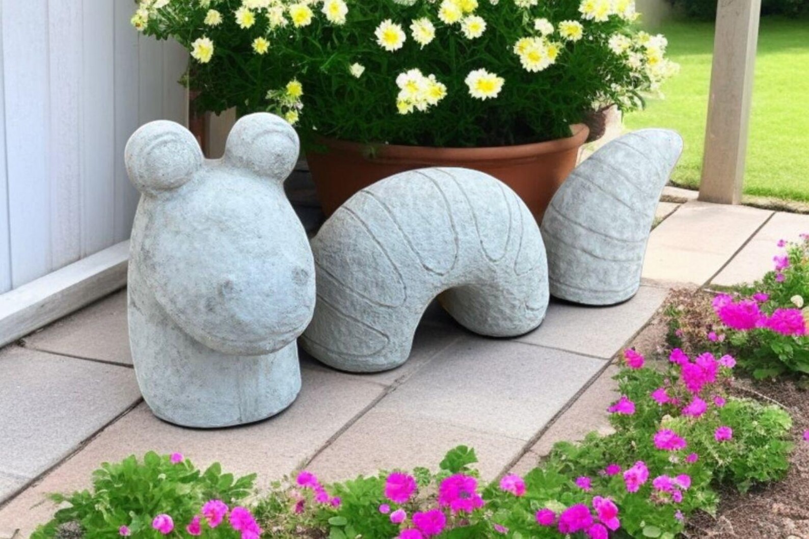 Worm Statue, Three Pieces Worm, Concrete Animals, Garden Figure, Stone ...
