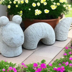 Worm Statue, Three Pieces Worm, Concrete Animals, Garden Figure, Stone ...