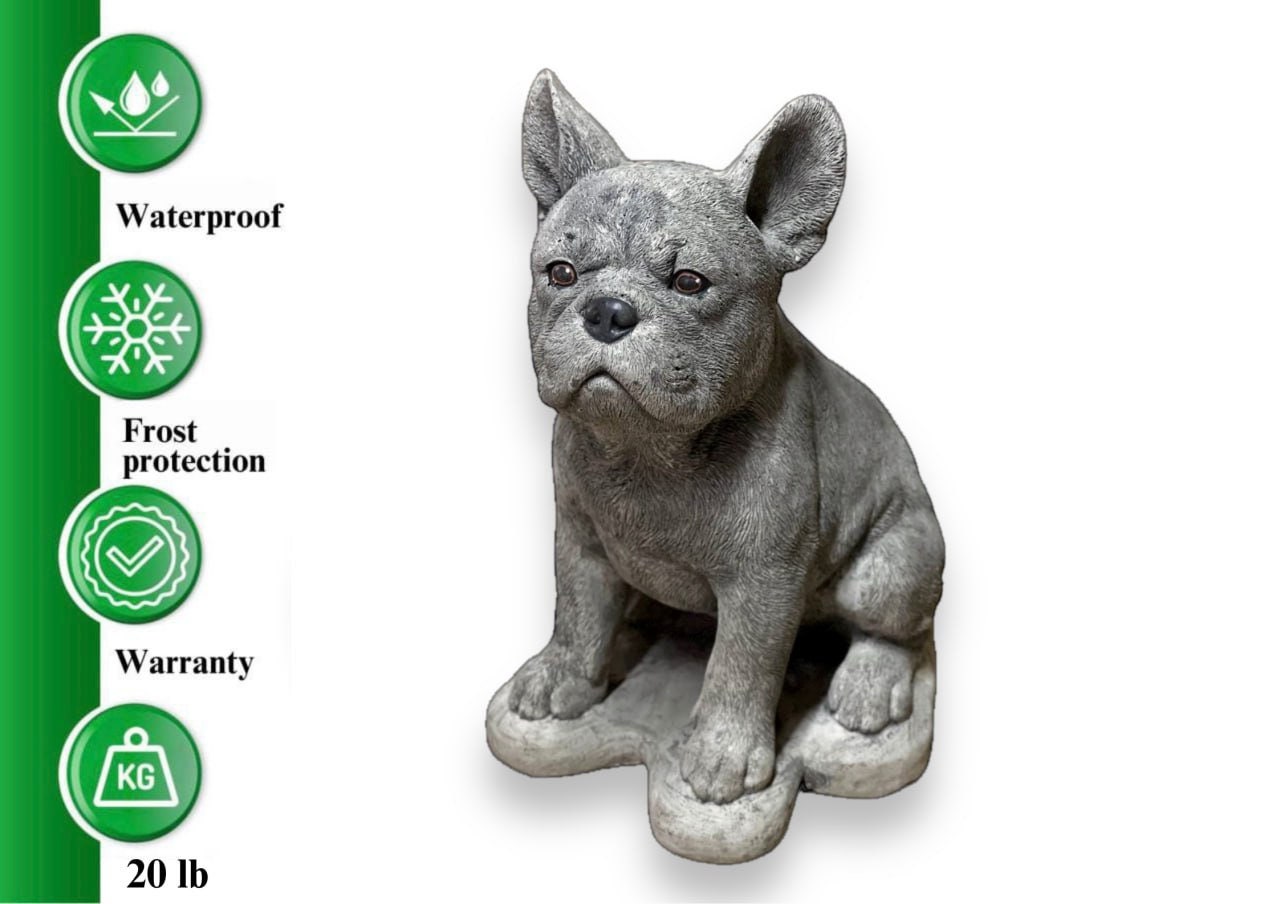 French Bulldog, Dog Statue, Bulldog Memorial, Pet Loss, Concrete ...